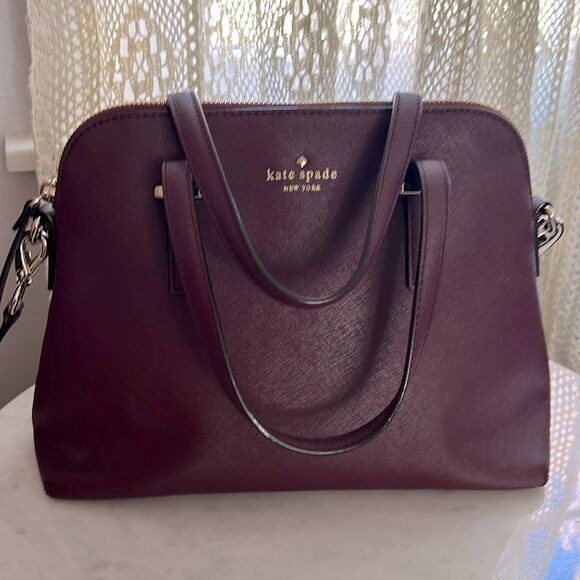 kate spade | Bags | Katespade Classic Leather Burgundy Wine Satchel ...